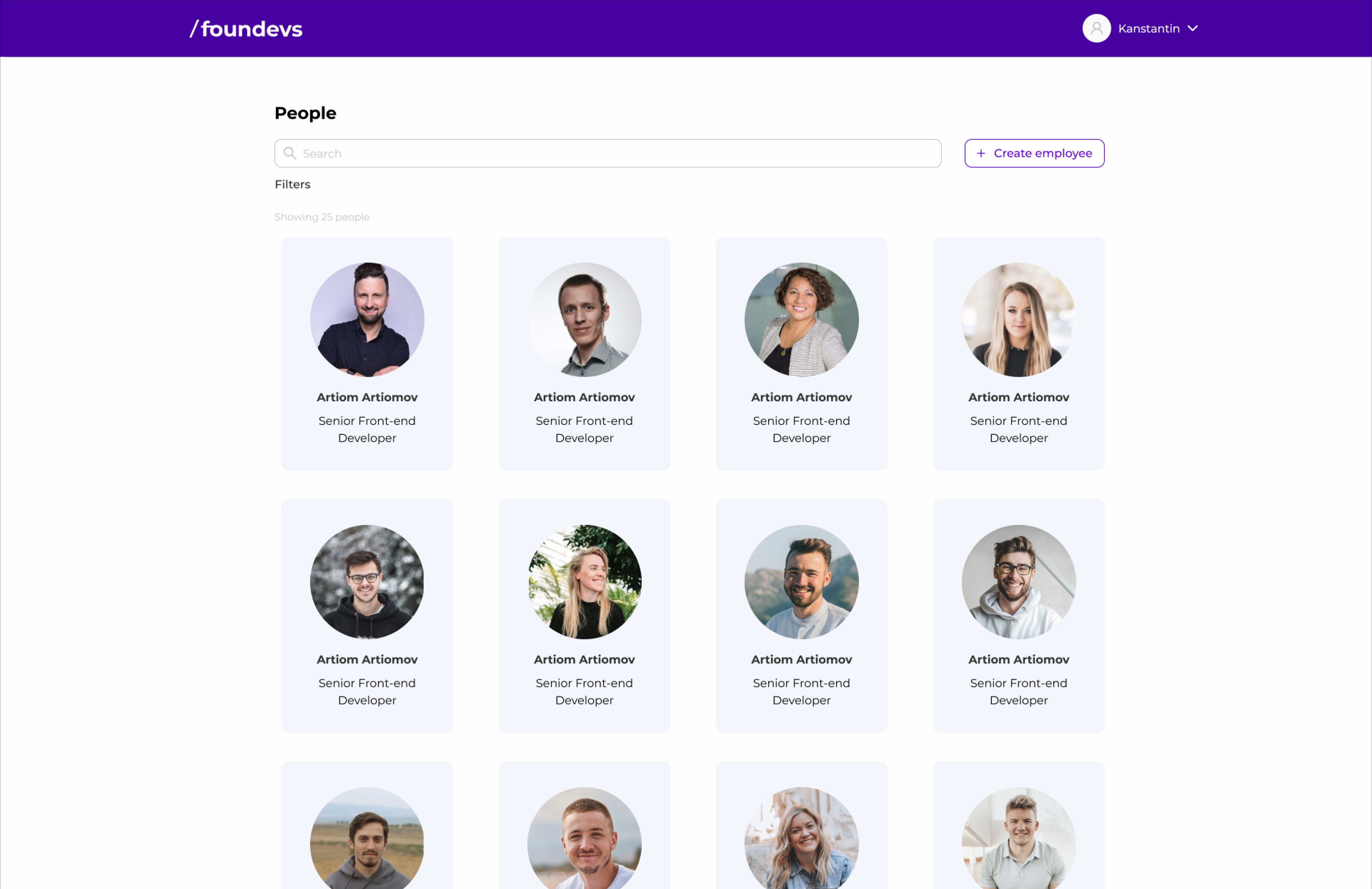 Company internal portal | Foundevs